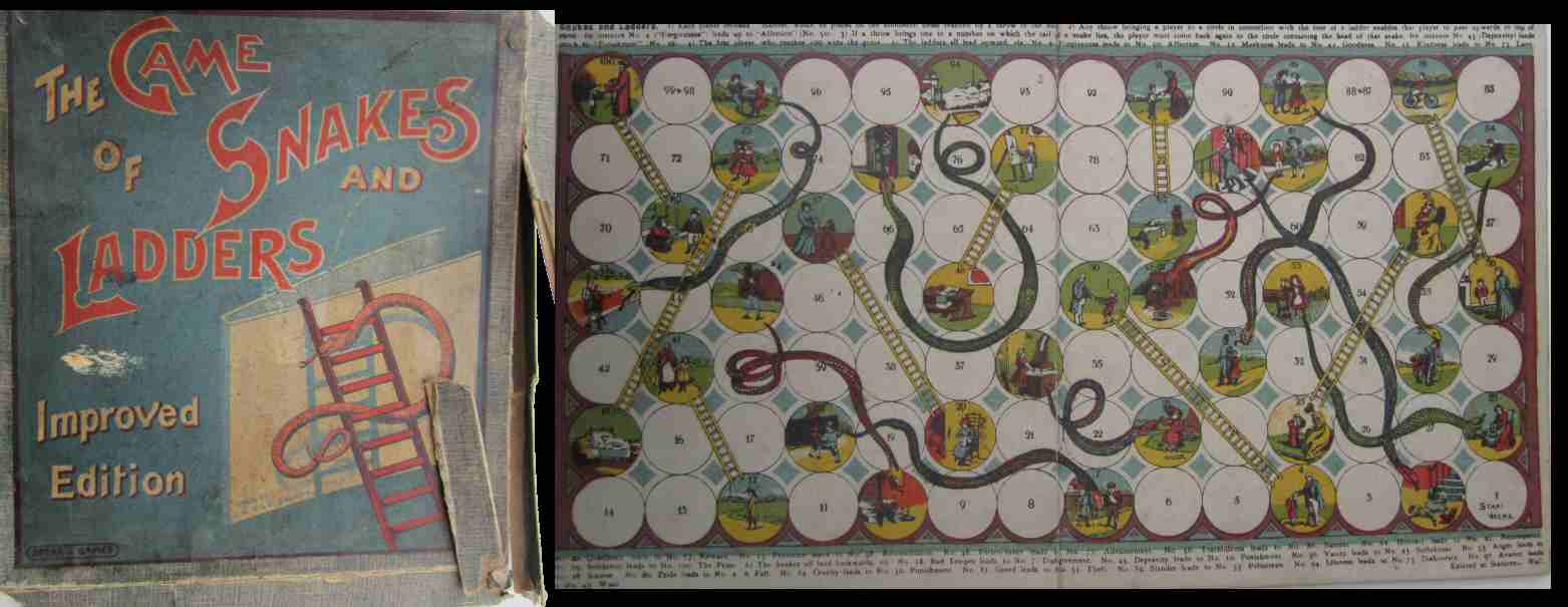 Snakes & Ladders Board Games – 1880-1960 – Games et al – Antique Card ...